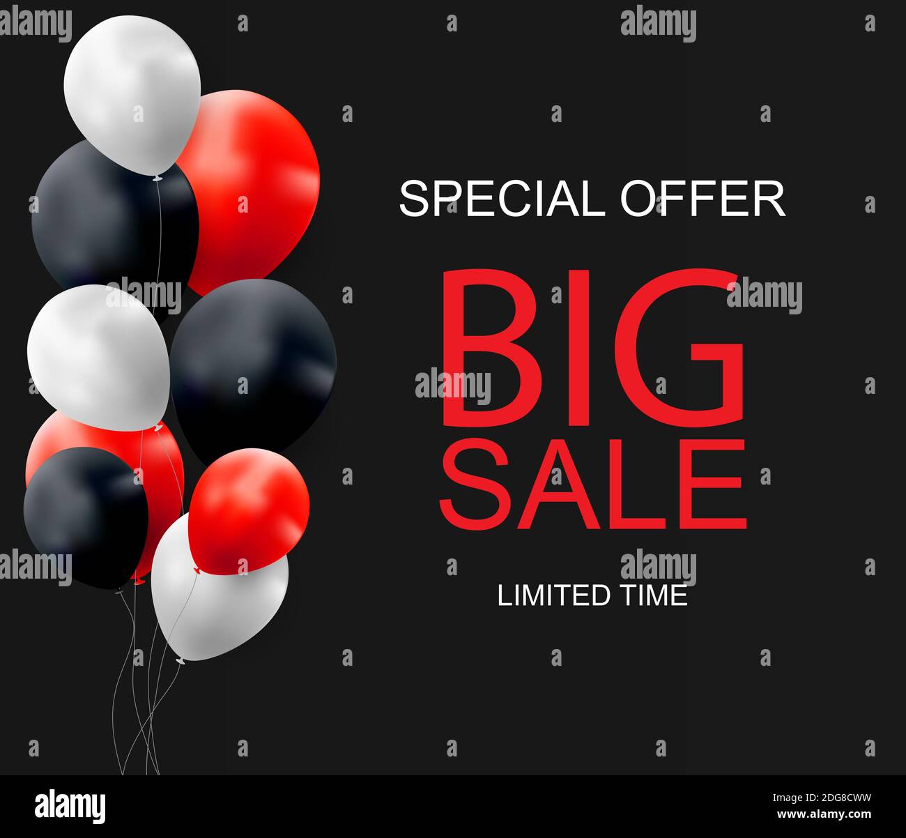 Sale banner with floating balloons. illustration Stock Photo - Alamy