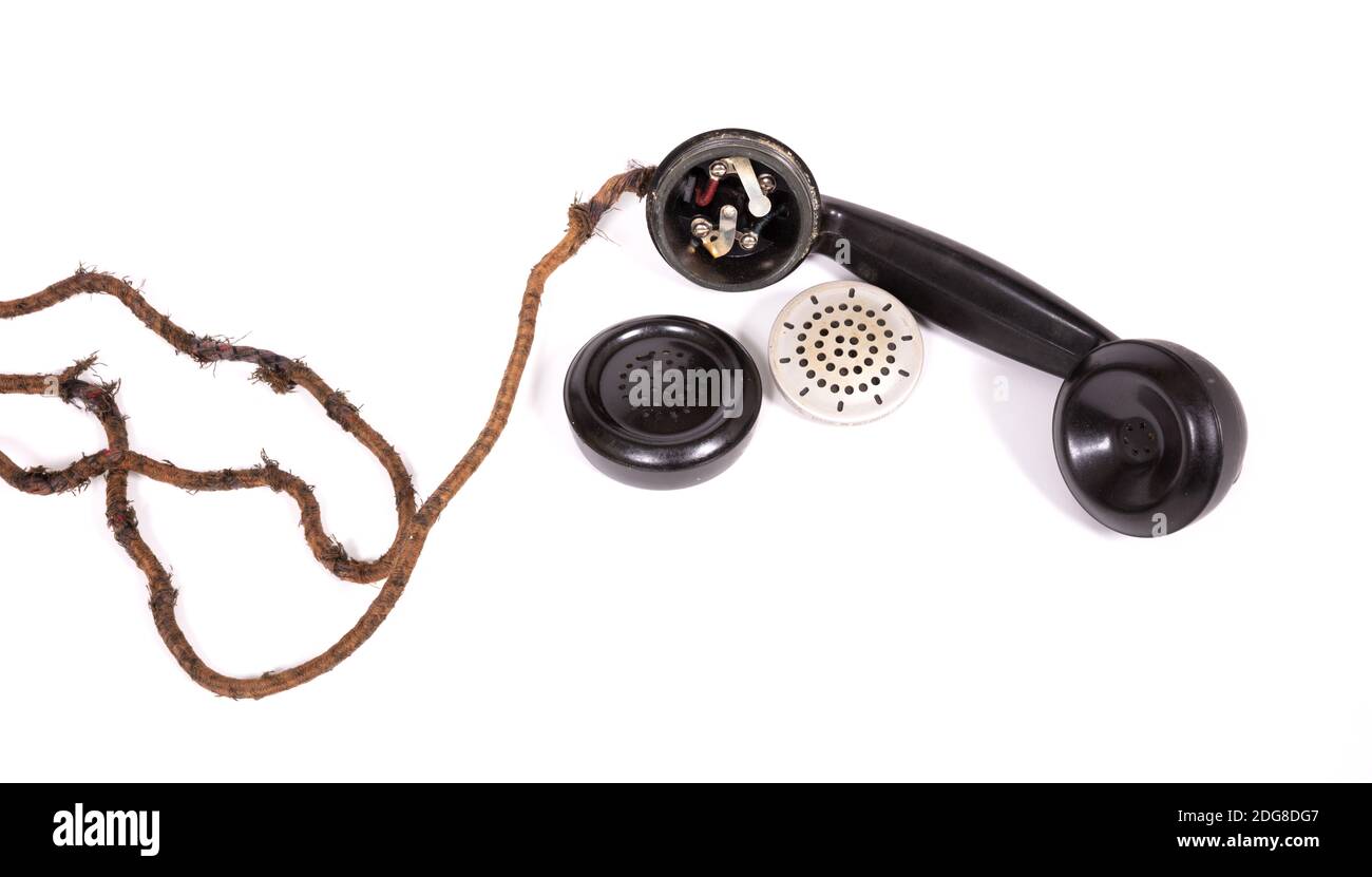 Vintage bakelite telephone horn, isolated on white Stock Photo - Alamy