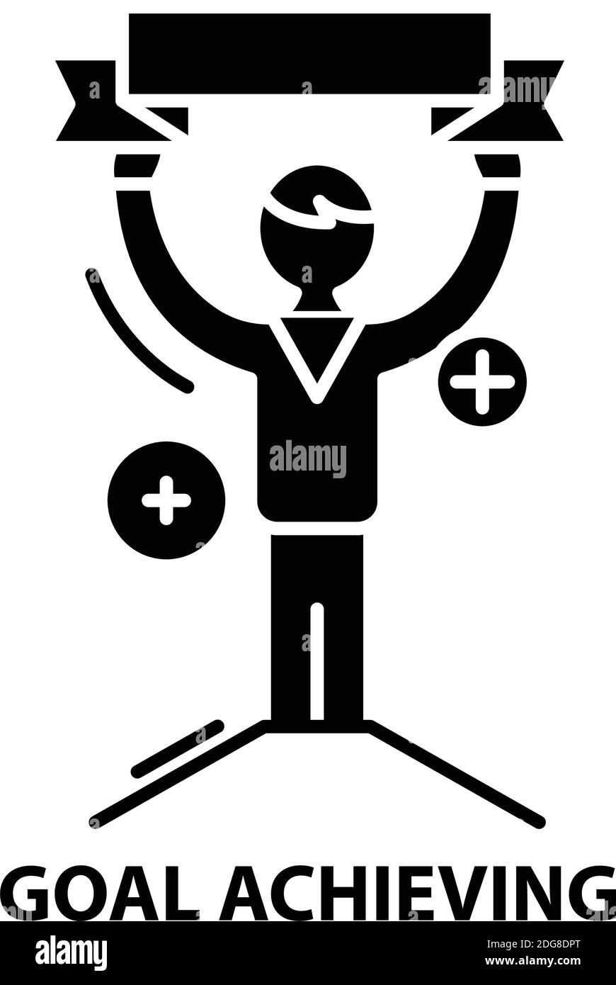 goal achieving icon, black vector sign with editable strokes, concept ...