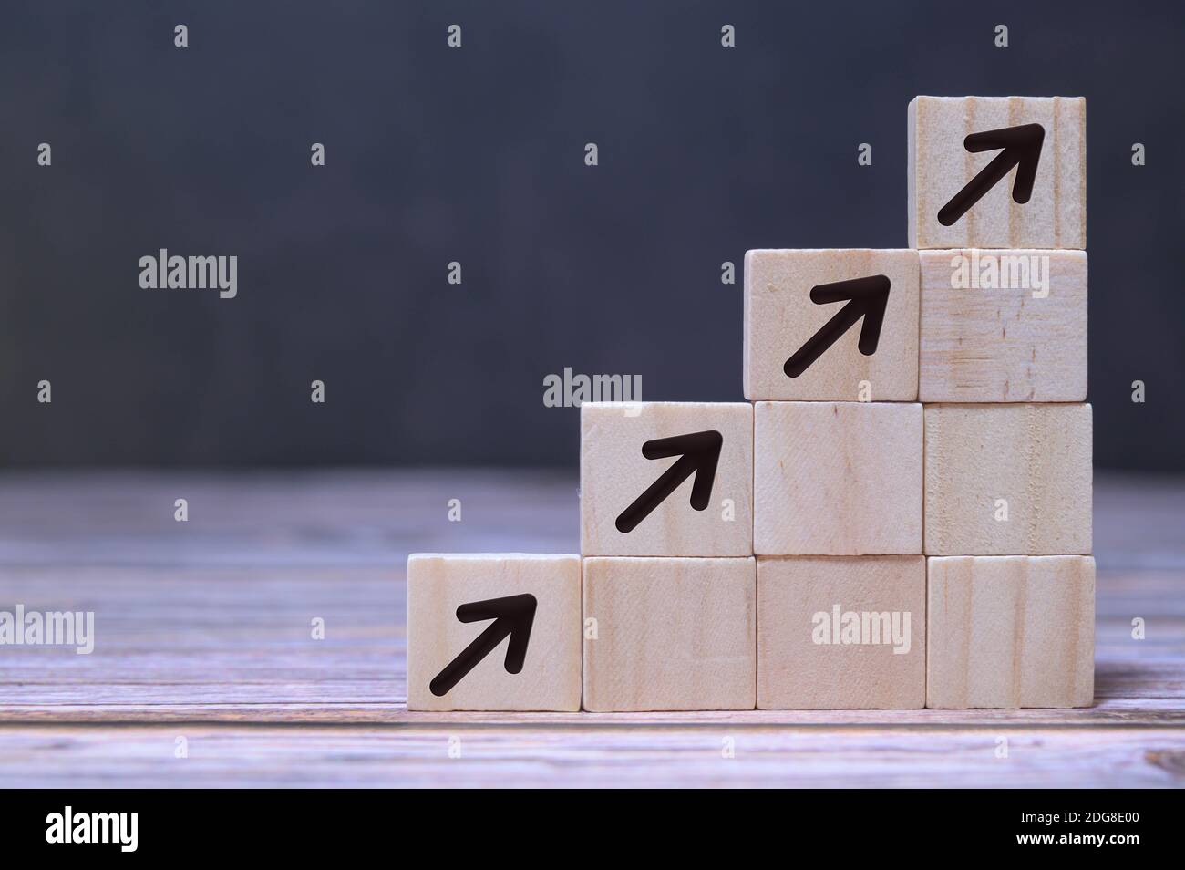 Business concept growth success process. Wood blocks stacked as step ...