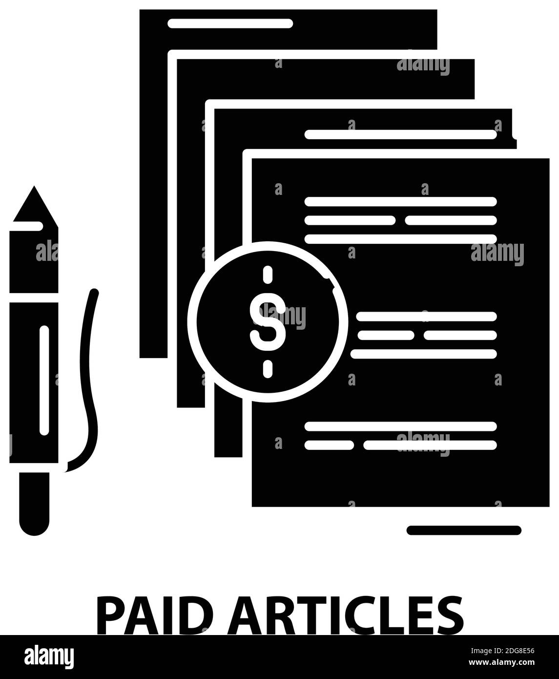 paid articles symbol icon, black vector sign with editable strokes ...