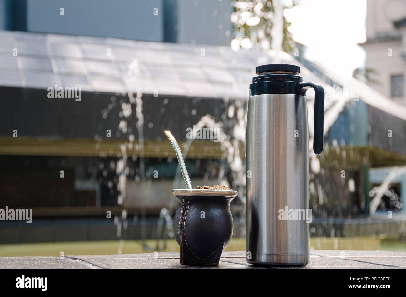 Mate and thermo in the square in Paysandu Uruguay Stock Photo - Alamy