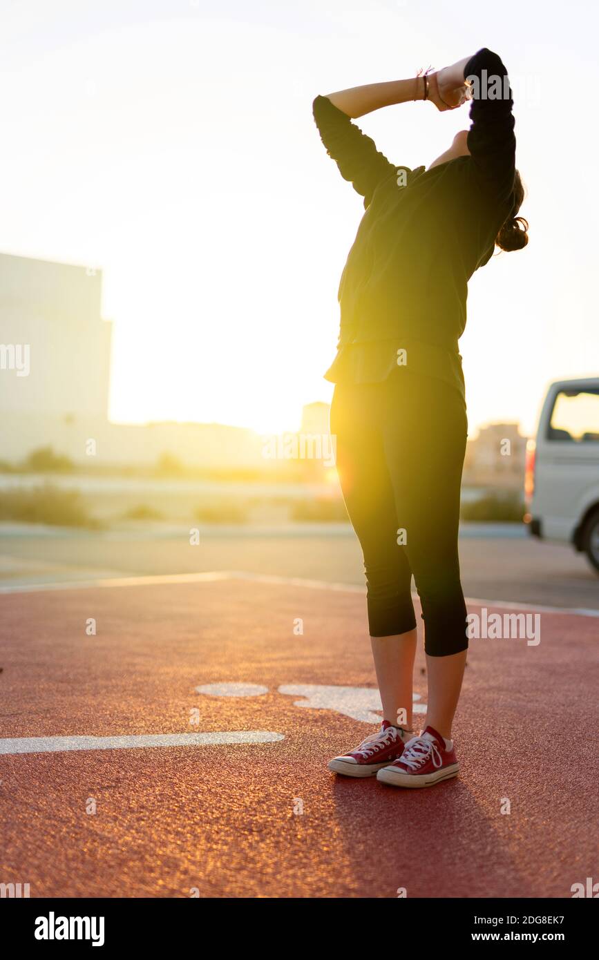 Girl relaxing after running hi-res stock photography and images - Alamy