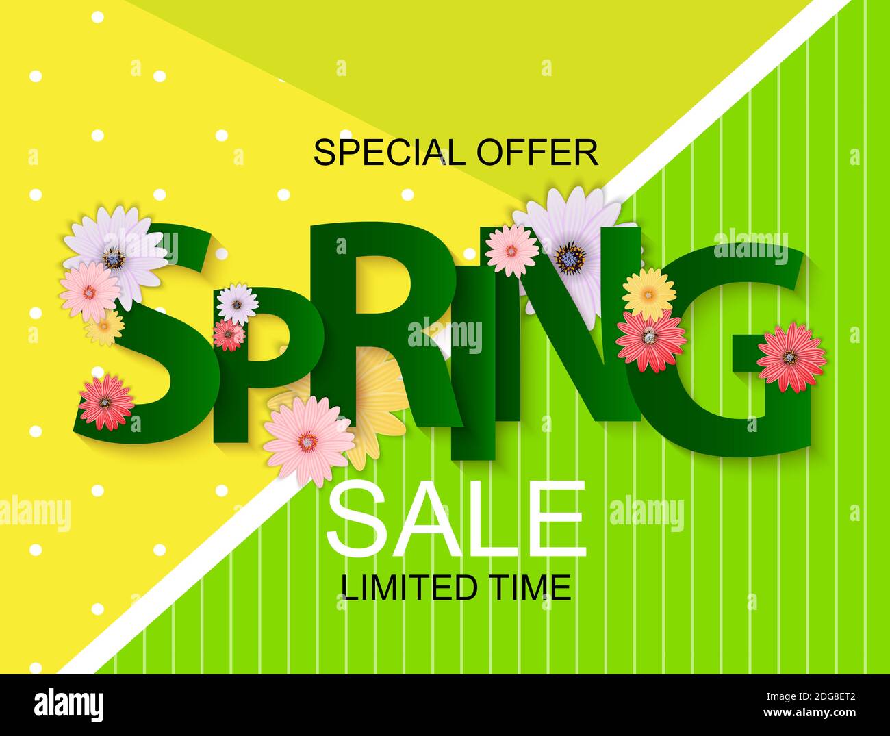 Spring Sale Cute Background with Flowers. Illustration Stock Photo - Alamy