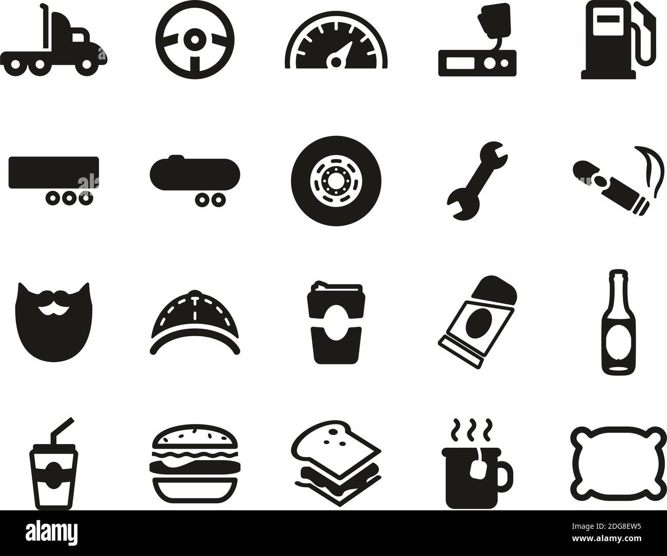Truck Driver Icons Black & White Set Big Stock Vector Image & Art - Alamy