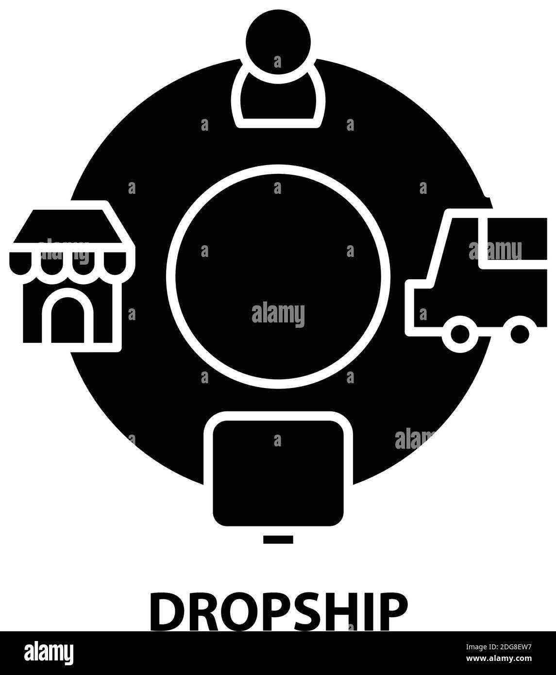 dropship icon, black vector sign with editable strokes, concept ...
