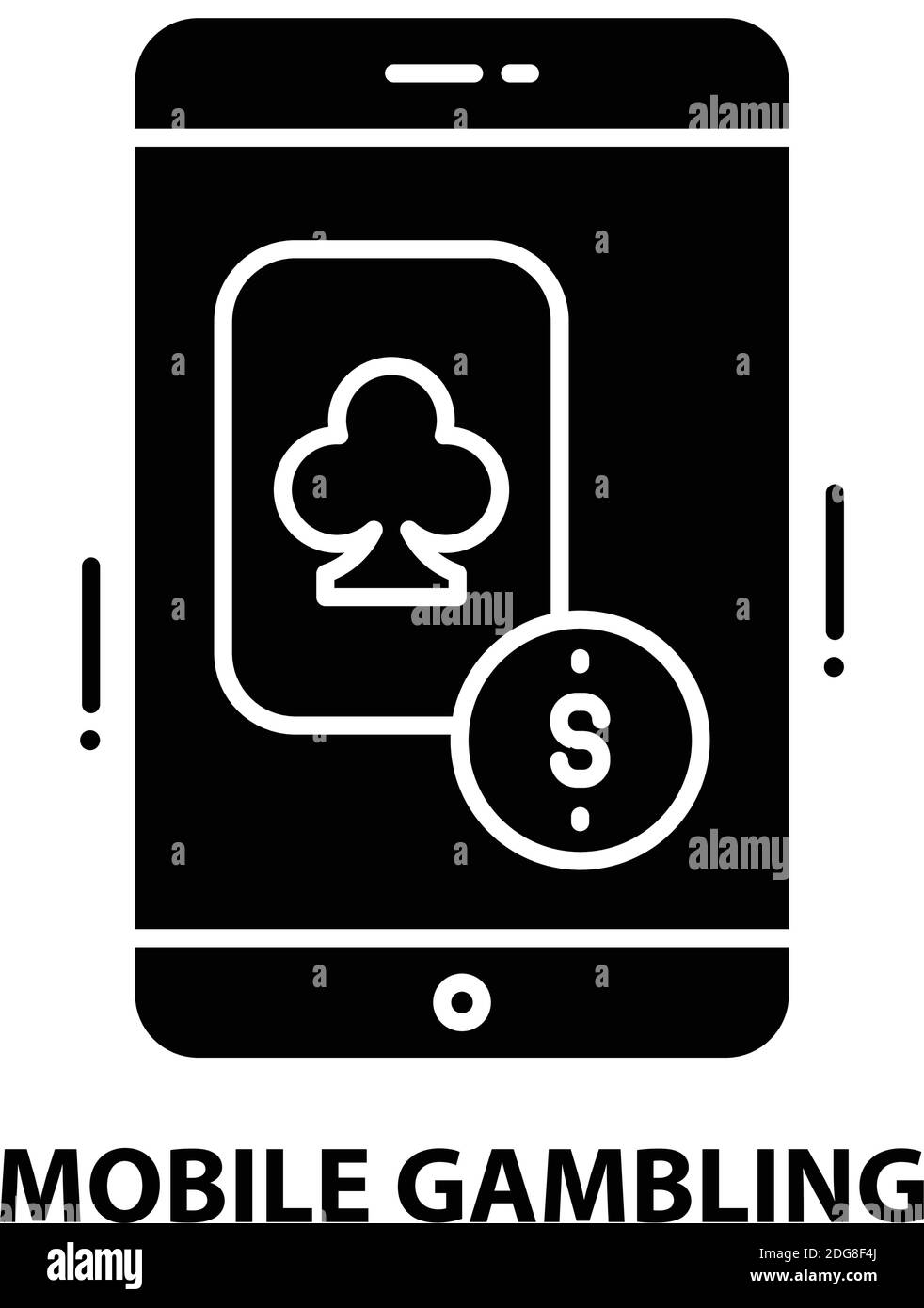 mobile gambling icon, black vector sign with editable strokes, concept ...