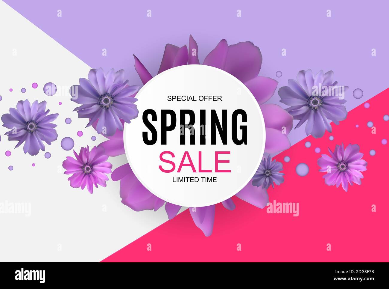 Spring Sale Cute Background with Colorful Flower Elements. Illustration ...