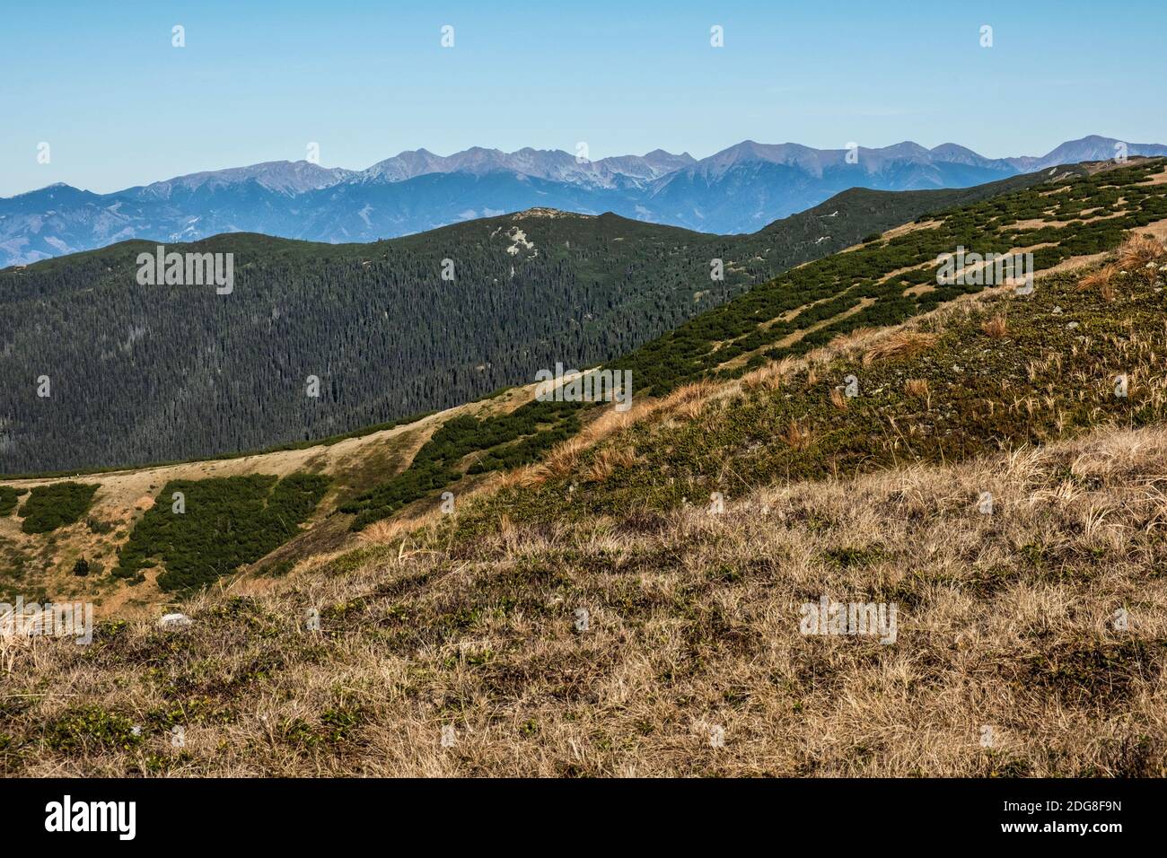 Mountain range Low Tatras mountains, Slovak republic. Hiking theme ...