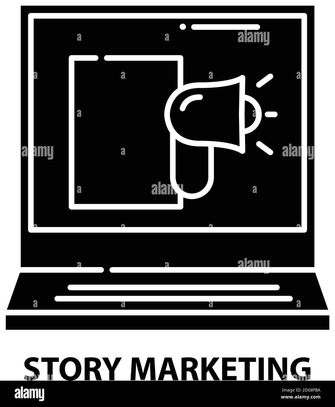 story marketing icon, black vector sign with editable strokes, concept ...