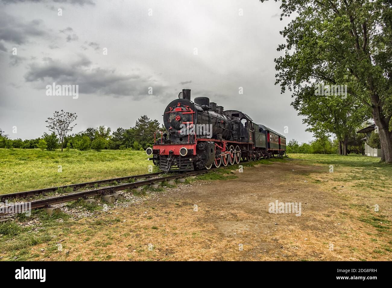 Red train station with steel railing hi-res stock photography and ...