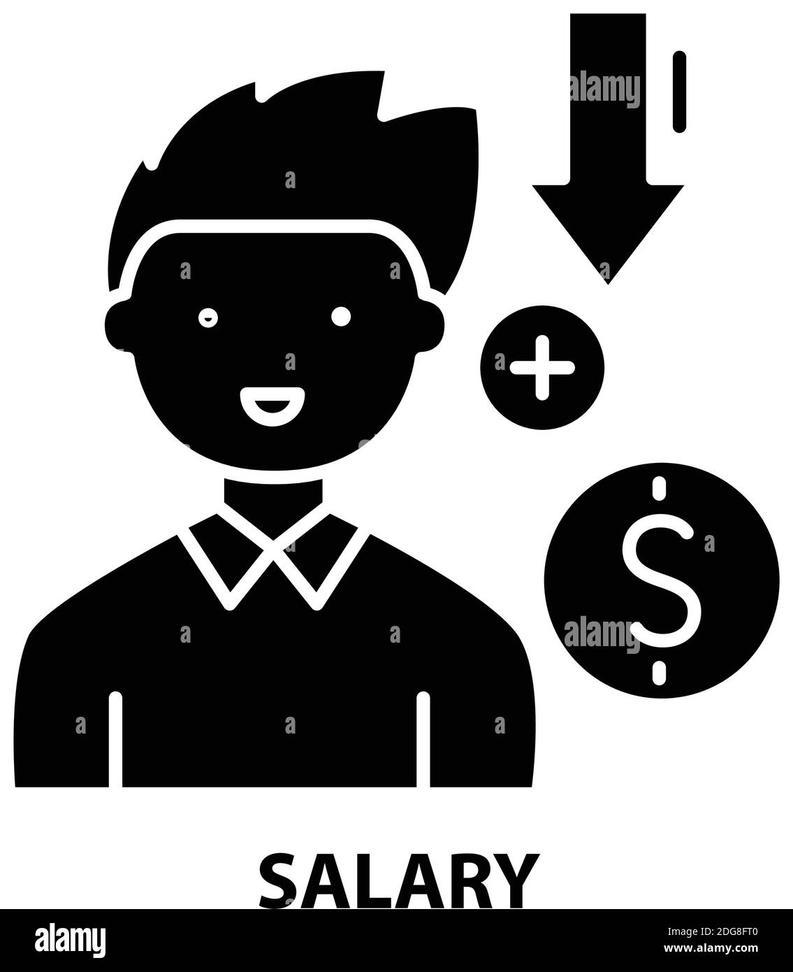 salary symbol icon, black vector sign with editable strokes, concept ...