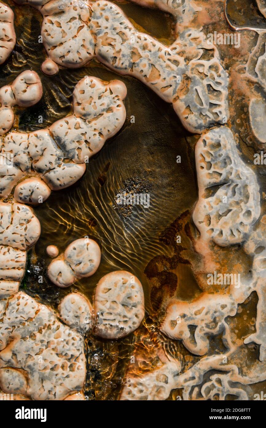 Abstract natural rocky background of the stones with spring water ...