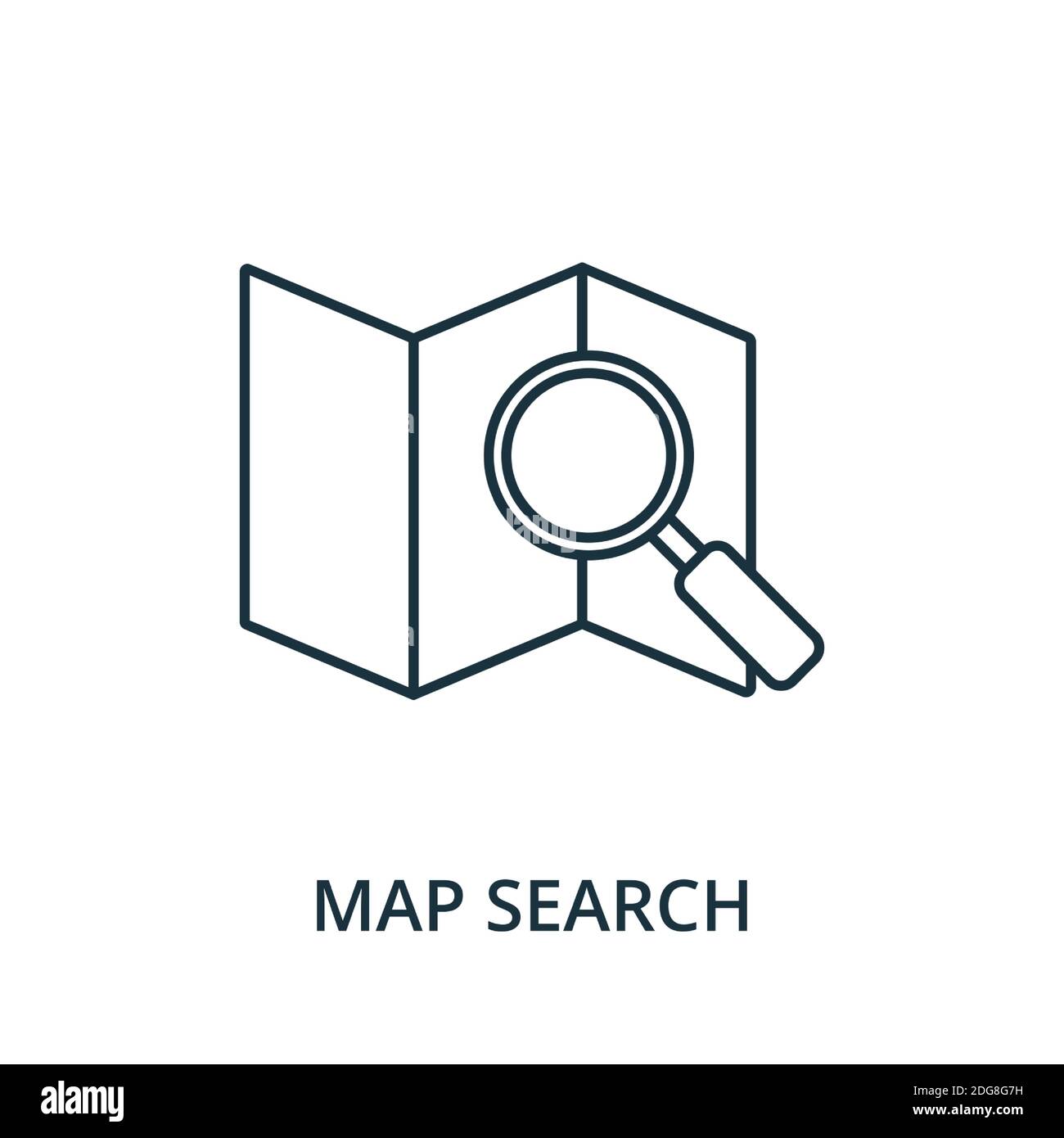 Map Search icon. Line style element from navigation collection. Thin ...