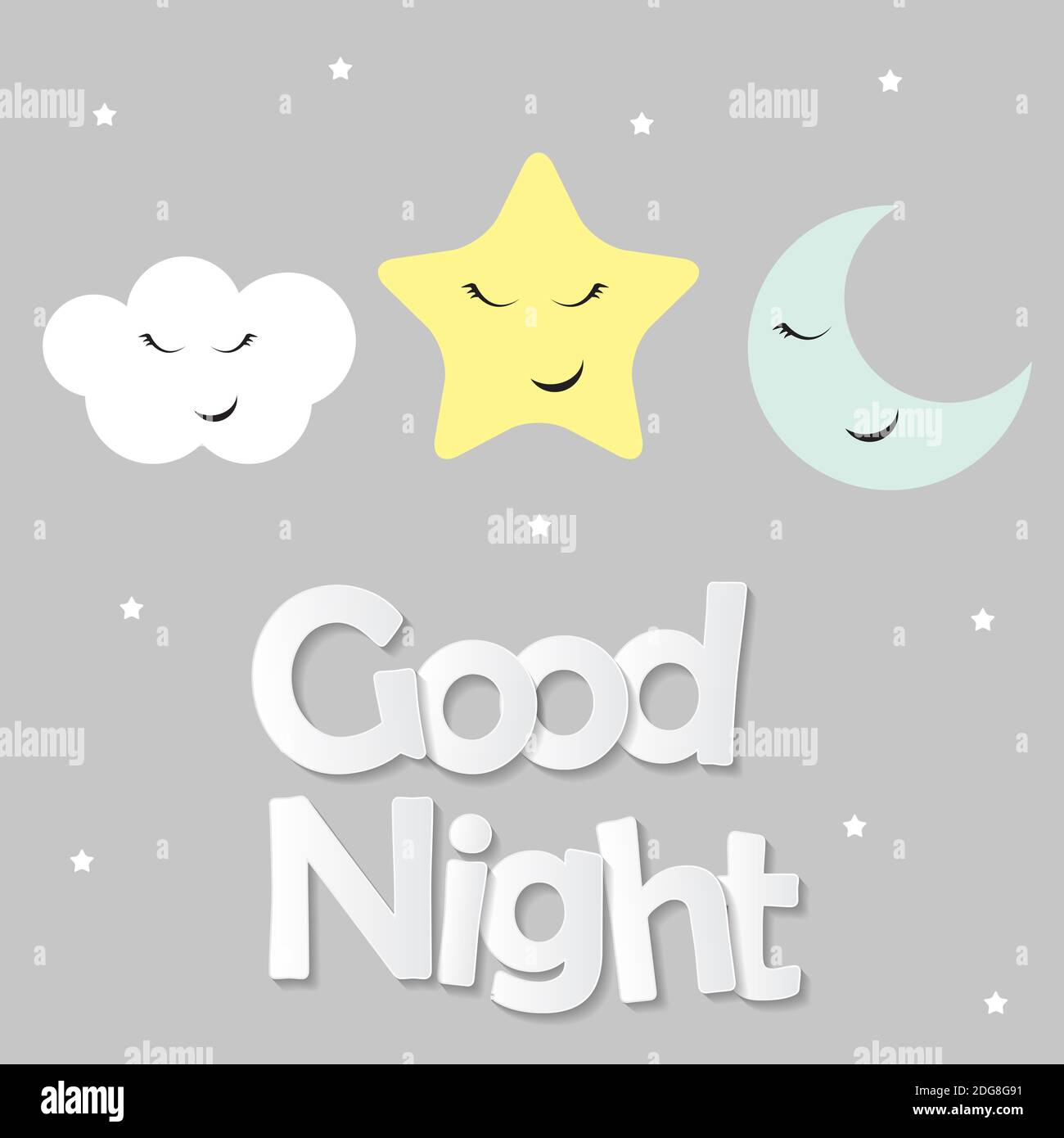 Cute Good Night kids Background Illustration Stock Photo - Alamy