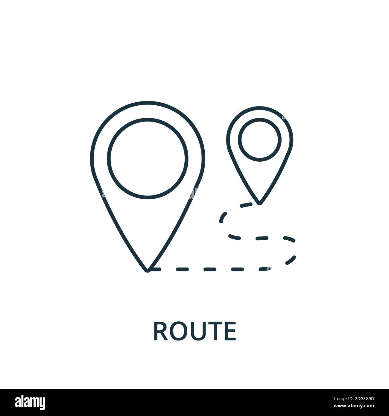 Route icon. Line style element from navigation collection. Thin Route ...