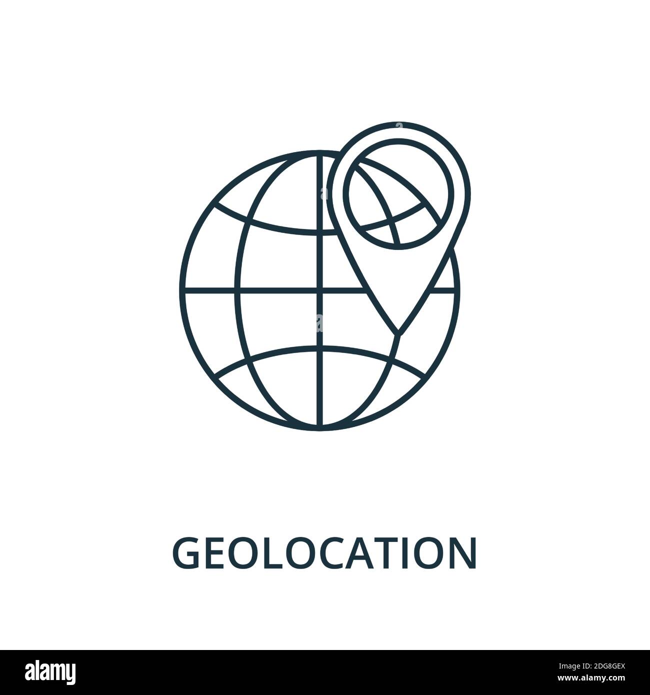 Geolocation icon. Line style element from navigation collection. Thin ...