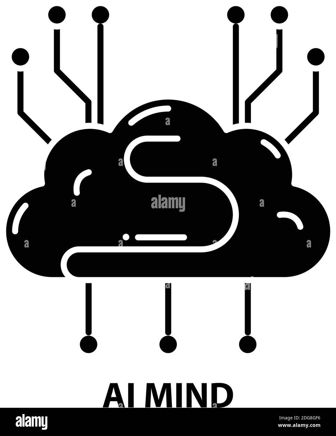 ai mind icon, black vector sign with editable strokes, concept ...