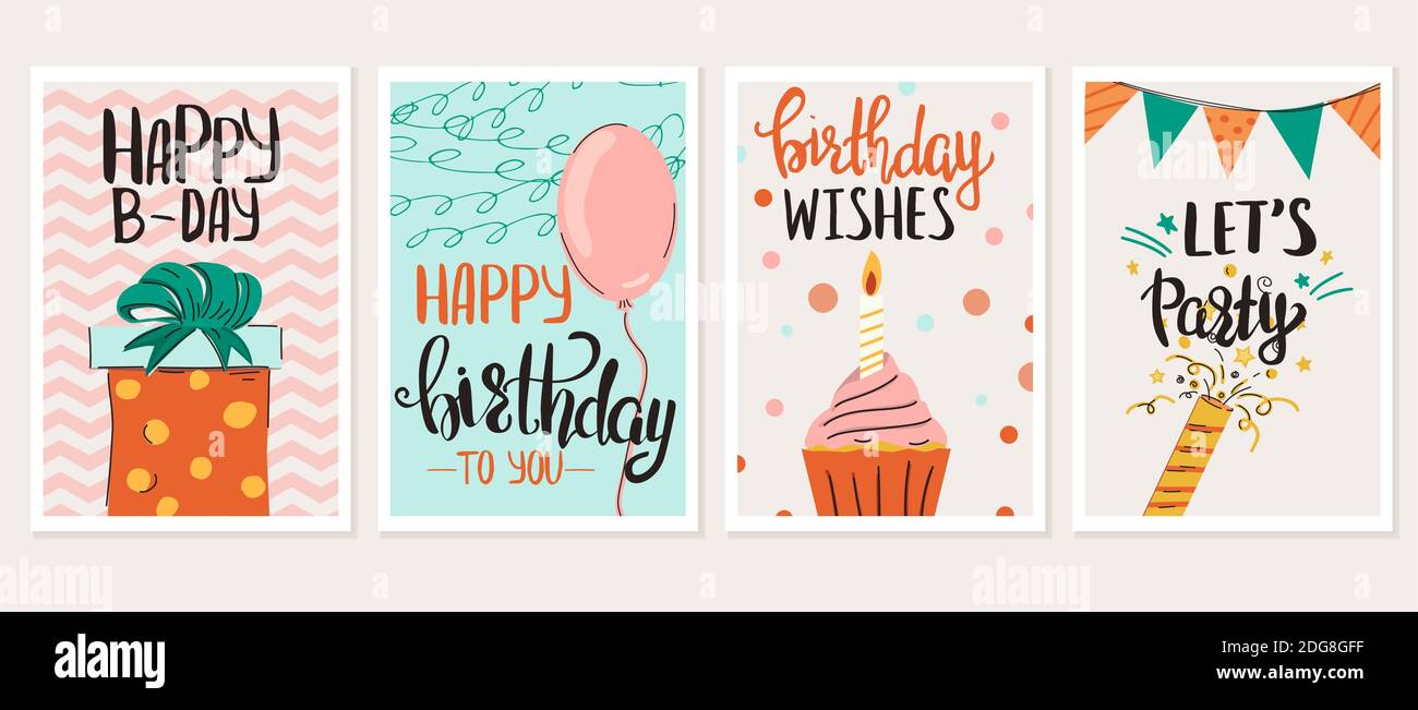 A set of four Birthday card templates Stock Vector Image & Art - Alamy