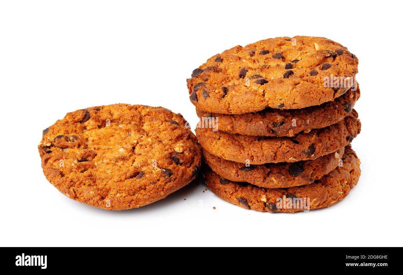 Stack of chocolate chip cookies isolated on white Stock Photo - Alamy