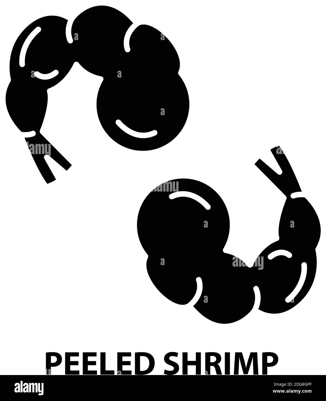 peeled shrimp icon, black vector sign with editable strokes, concept ...