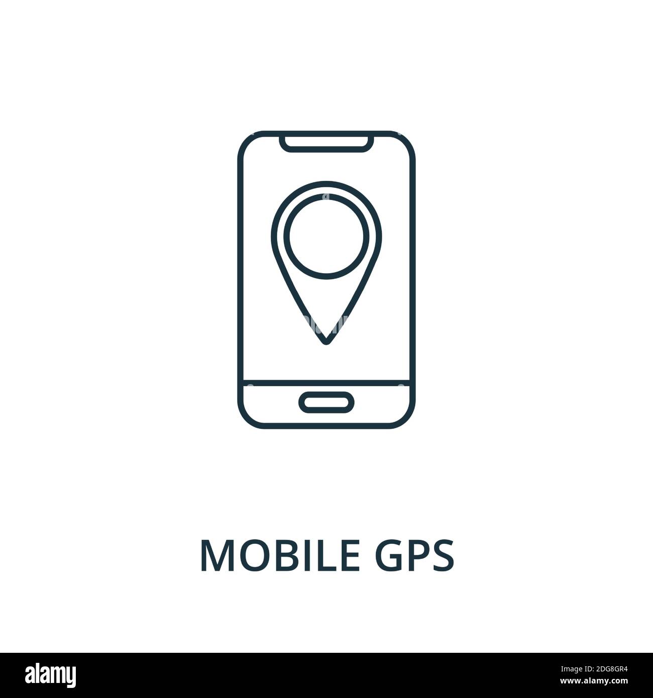 Mobile Gps icon. Line style element from navigation collection. Thin ...