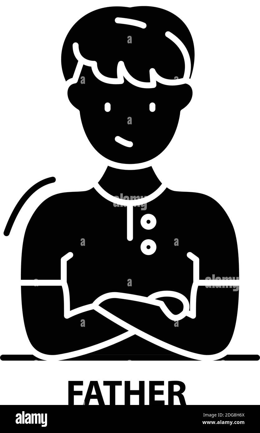 father icon, black vector sign with editable strokes, concept ...