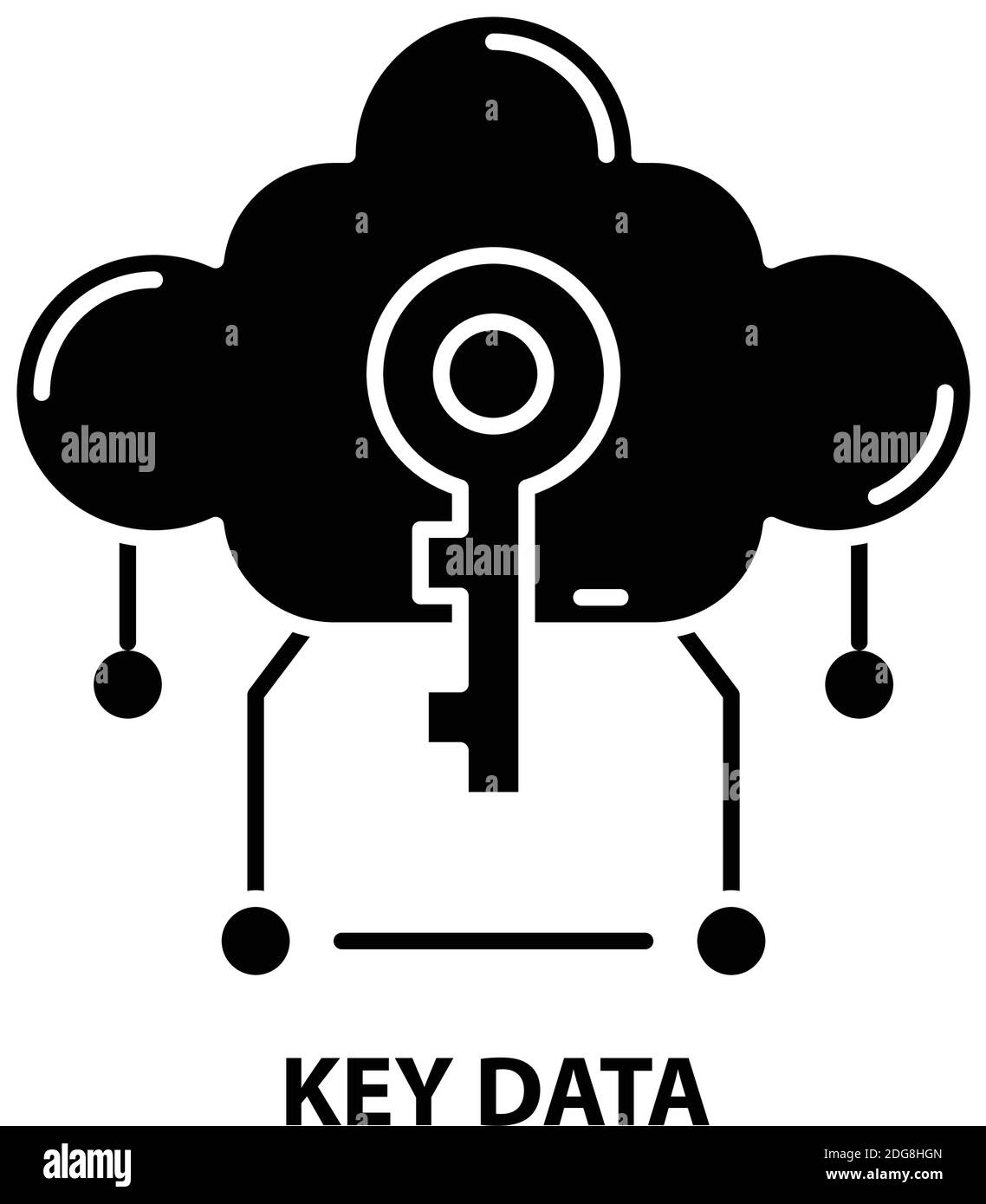 key data sign icon, black vector sign with editable strokes, concept ...