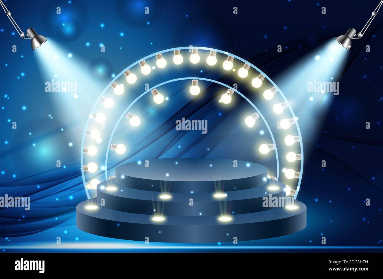 Colorful illuminated podium for awards and performances illuminated by ...