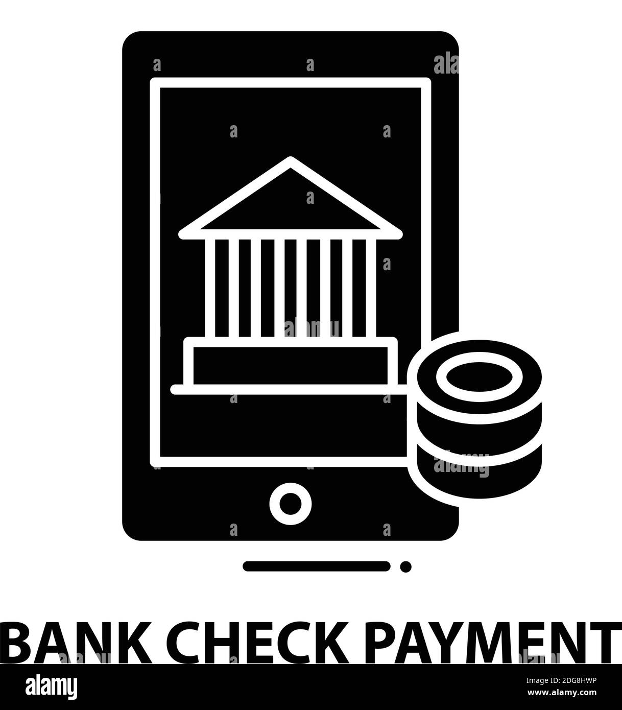 bank check payment icon, black vector sign with editable strokes ...