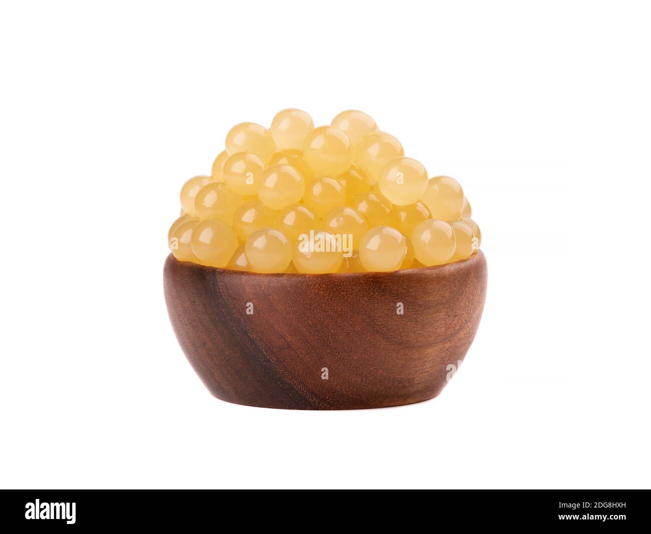 Yellow tapioca pearls for bubble tea isolated on white background ...