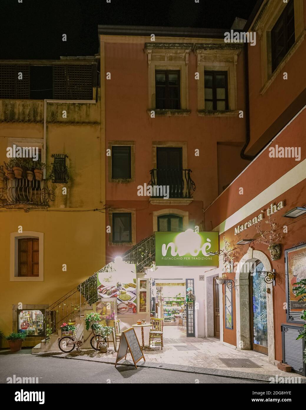 Taormina Sicily October 2020, old streets of Taormina during the ...