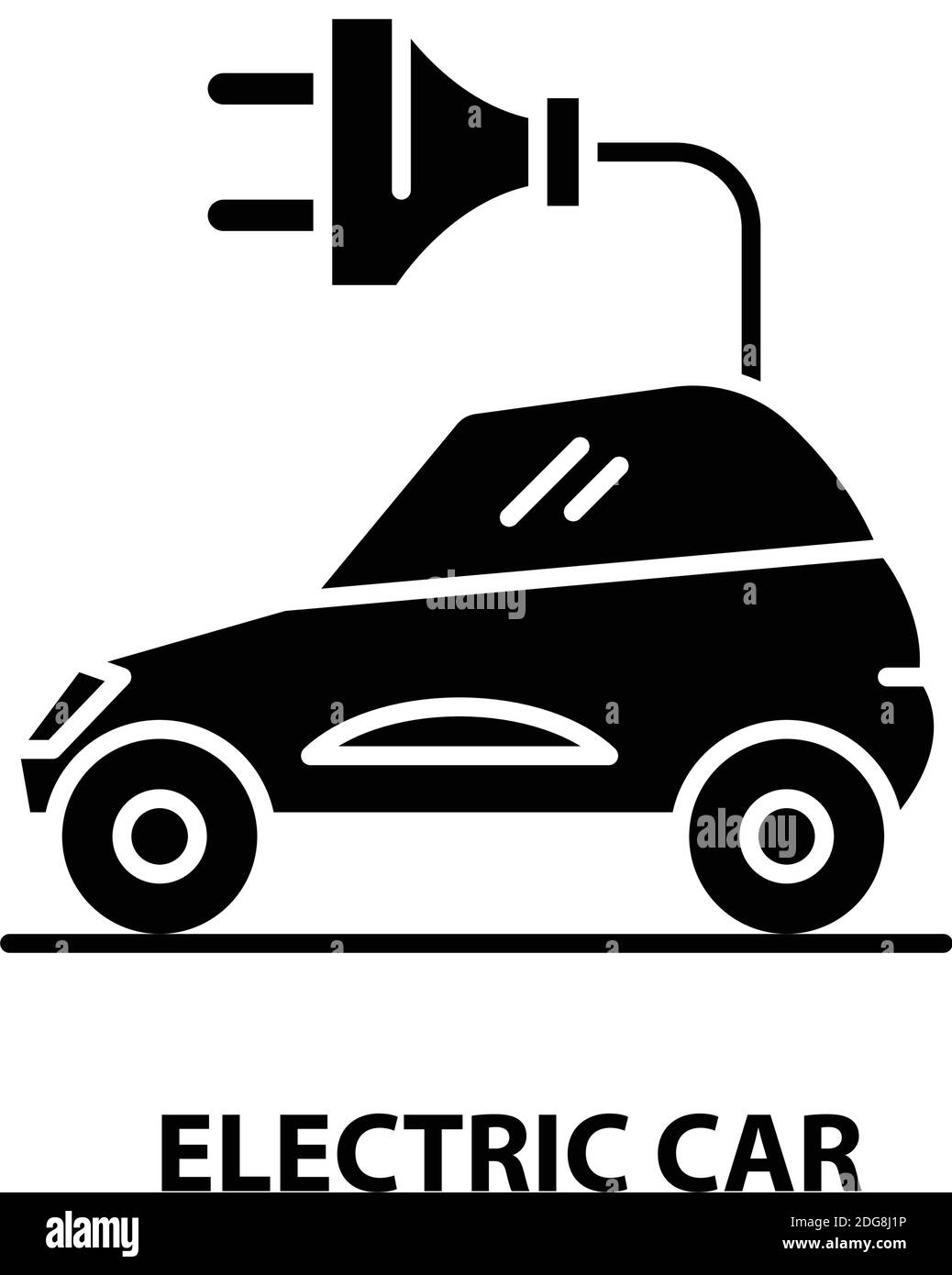 electric car icon, black vector sign with editable strokes, concept ...