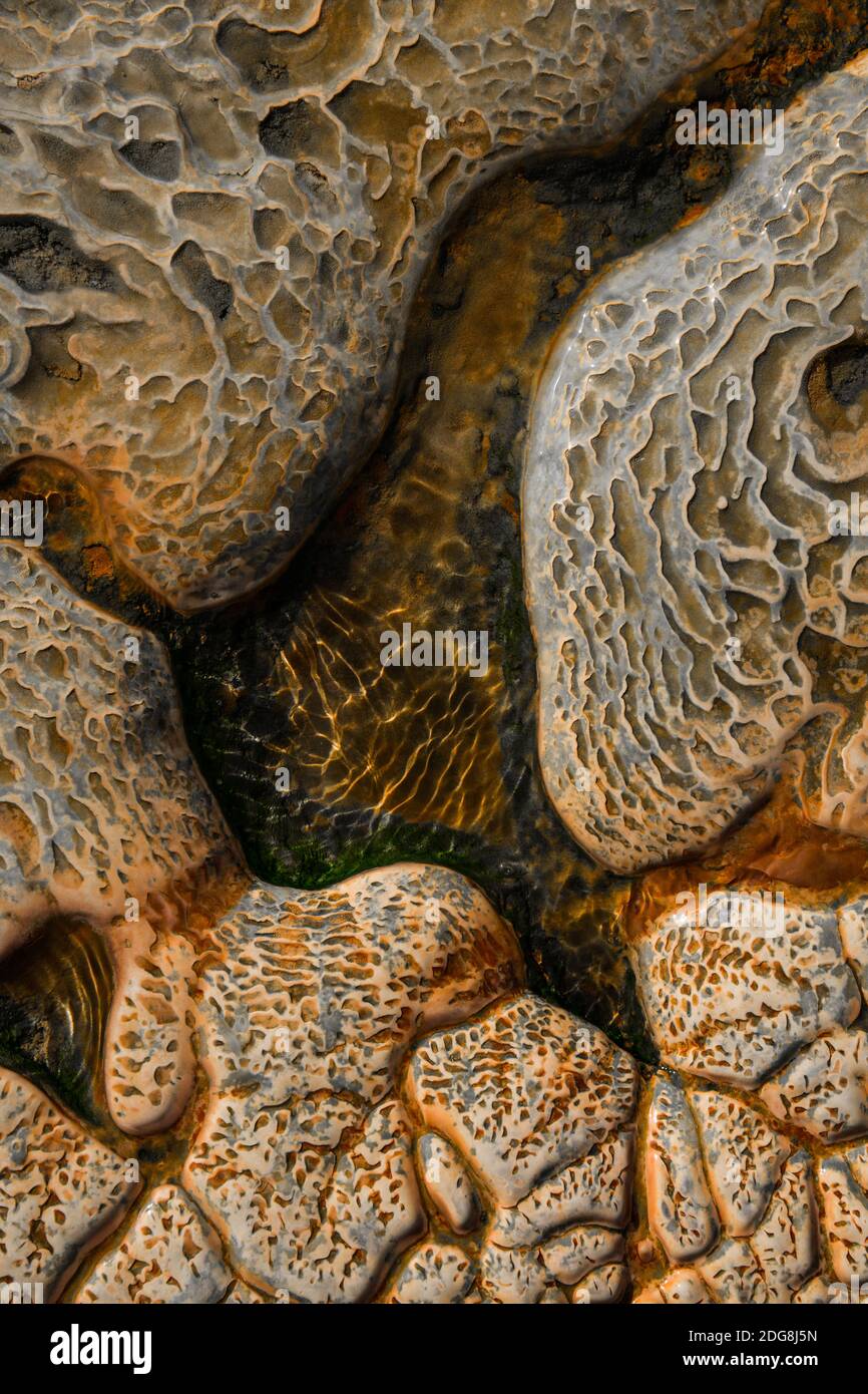 Abstract natural rocky background of the stones with spring water ...