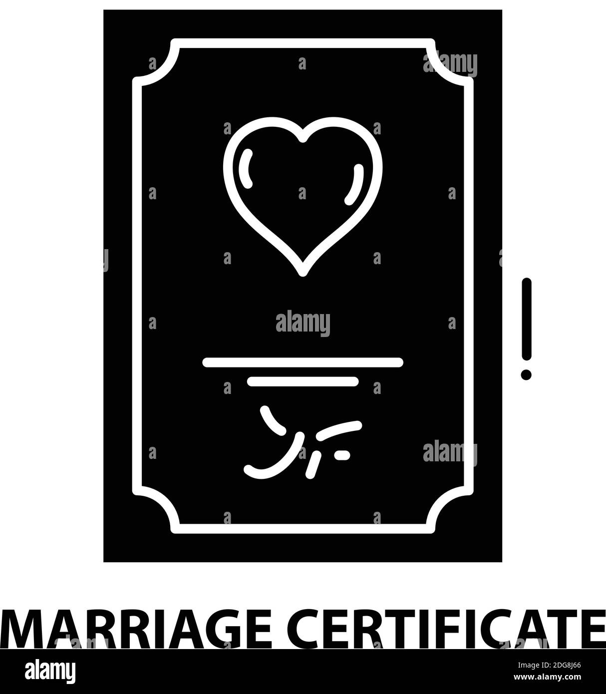 marriage certificate icon, black vector sign with editable strokes ...