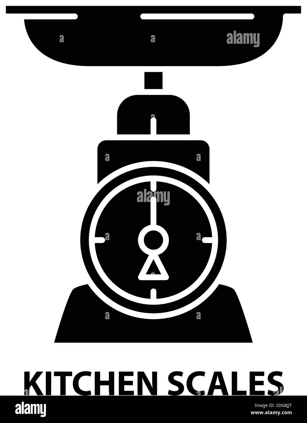 kitchen scales icon, black vector sign with editable strokes, concept ...