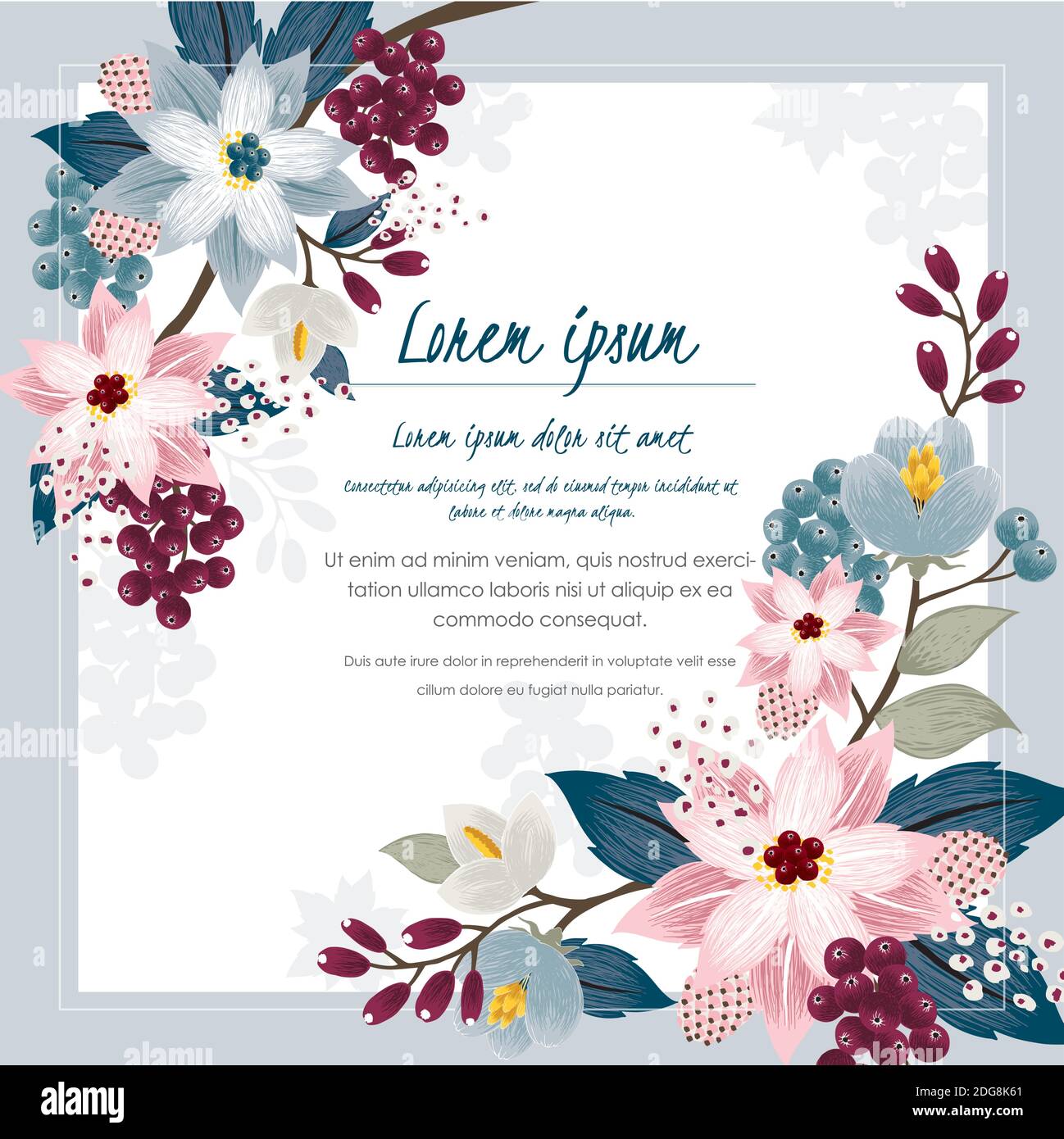 Vector illustration of a floral frame in winter Stock Vector Image ...