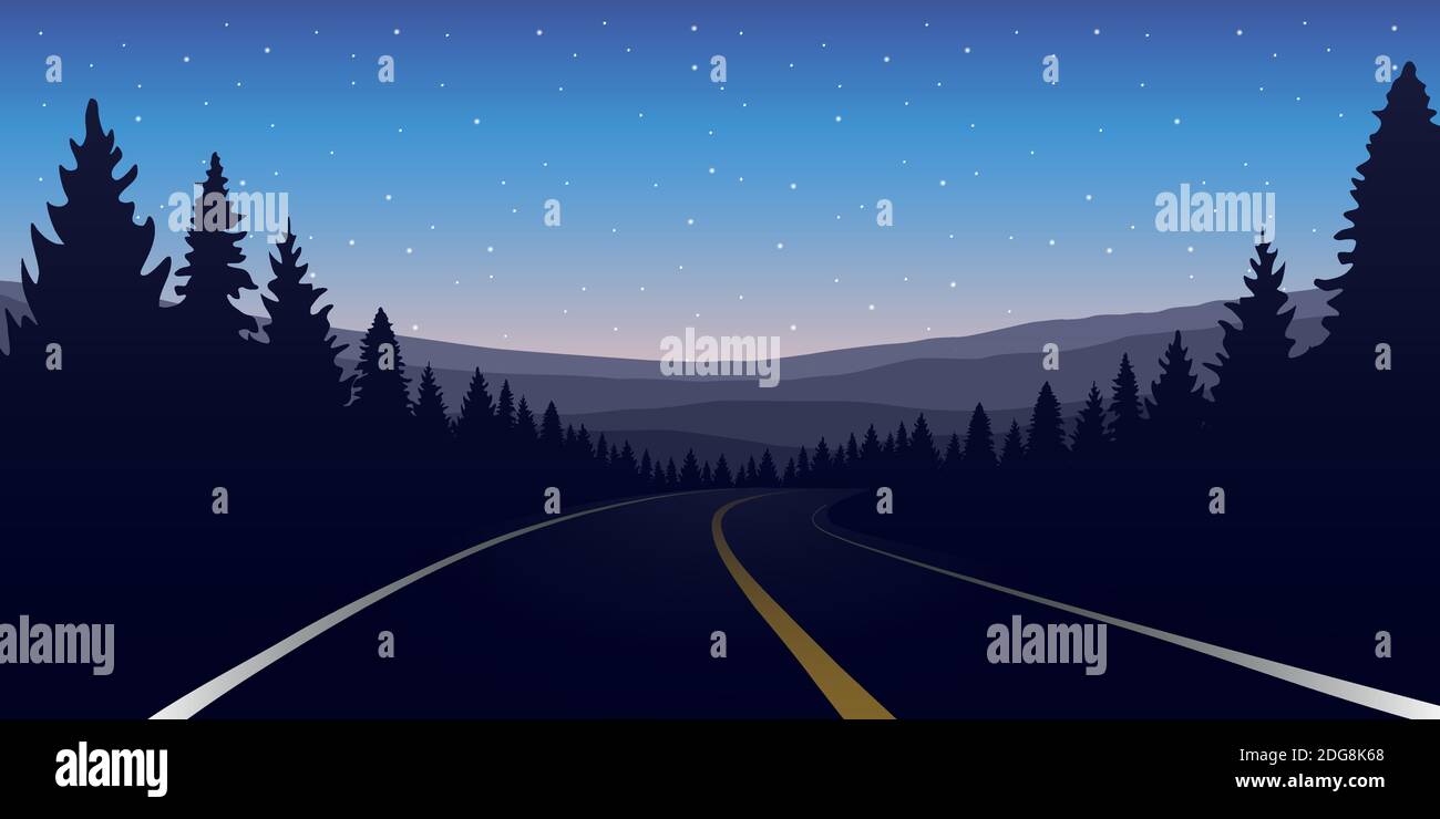 Highway road light night tree Stock Vector Images - Alamy