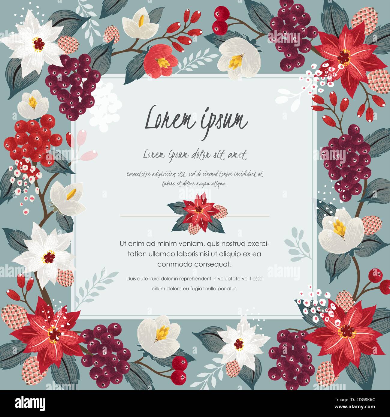 Vector illustration of a floral frame in winter Stock Vector Image ...