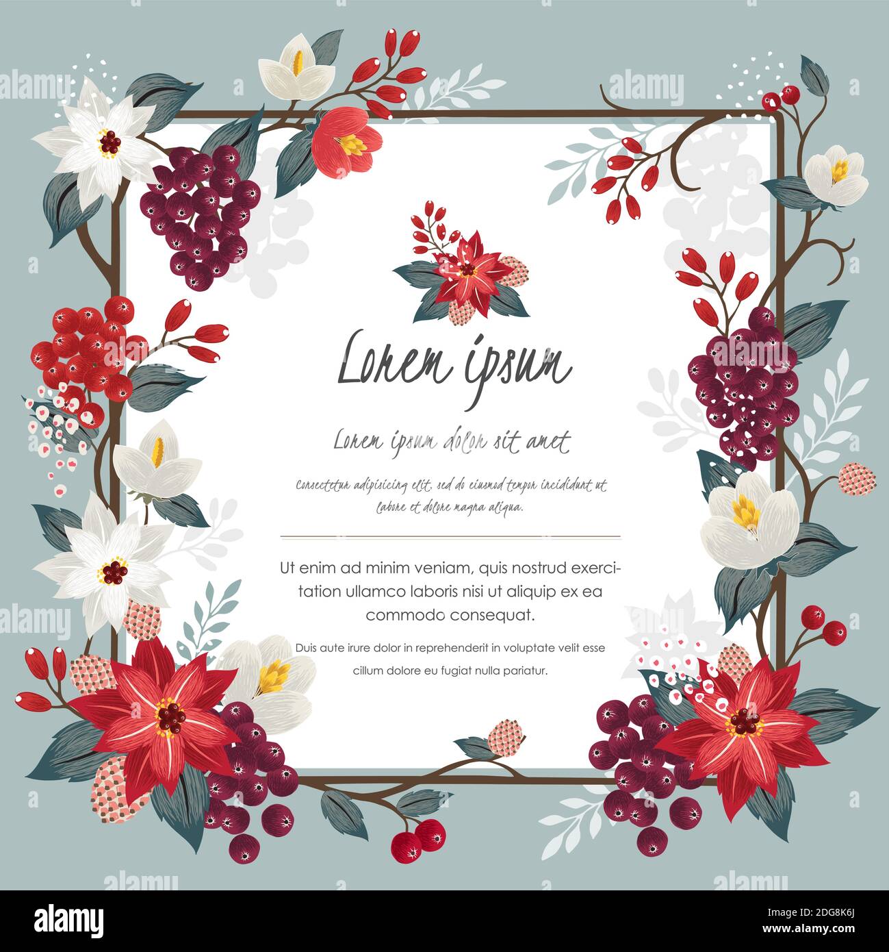 Vector illustration of a floral frame in winter Stock Vector Image ...