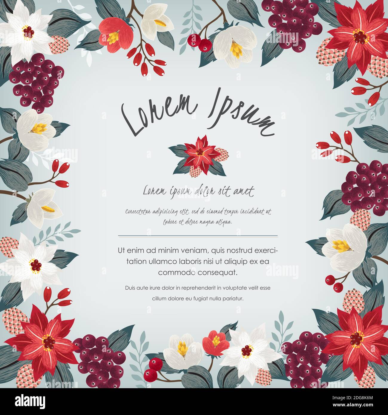 Vector illustration of a floral frame in winter Stock Vector Image ...