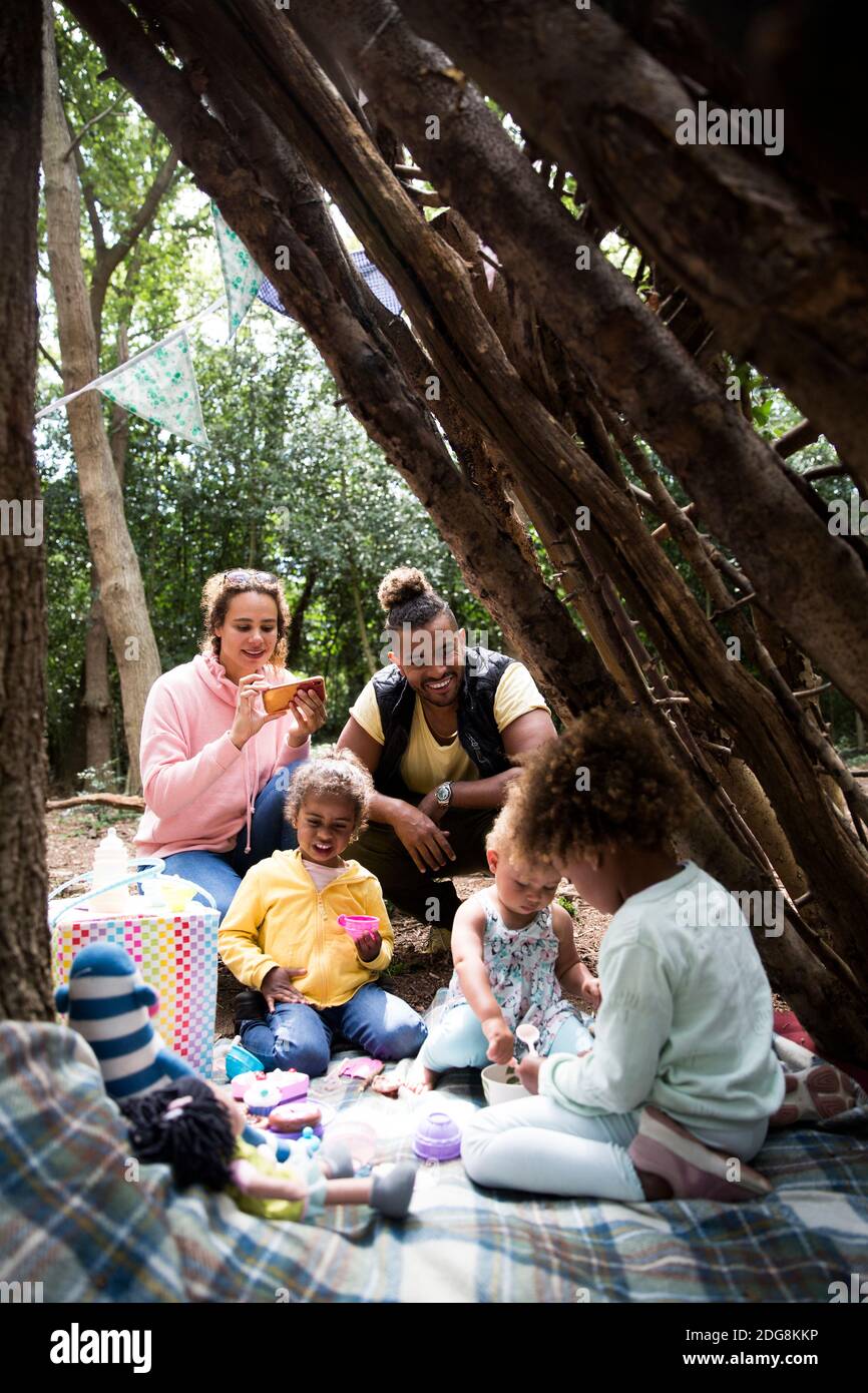 Family enjoying tea party in fort outdoors Stock Photo - Alamy