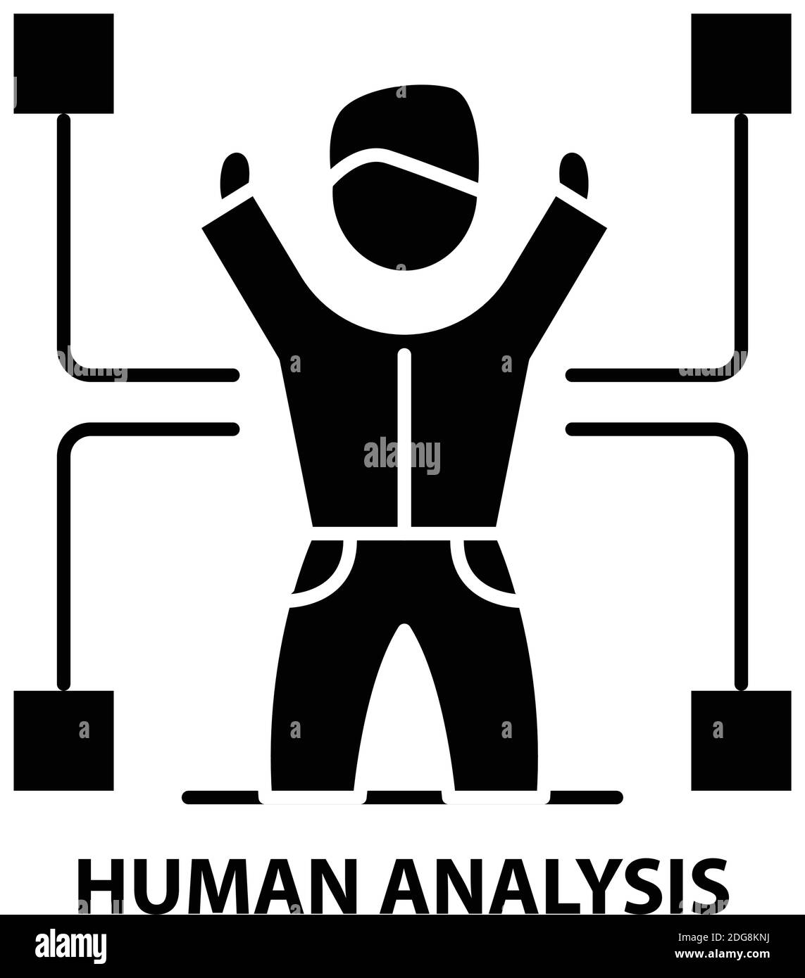 human analysis icon, black vector sign with editable strokes, concept ...