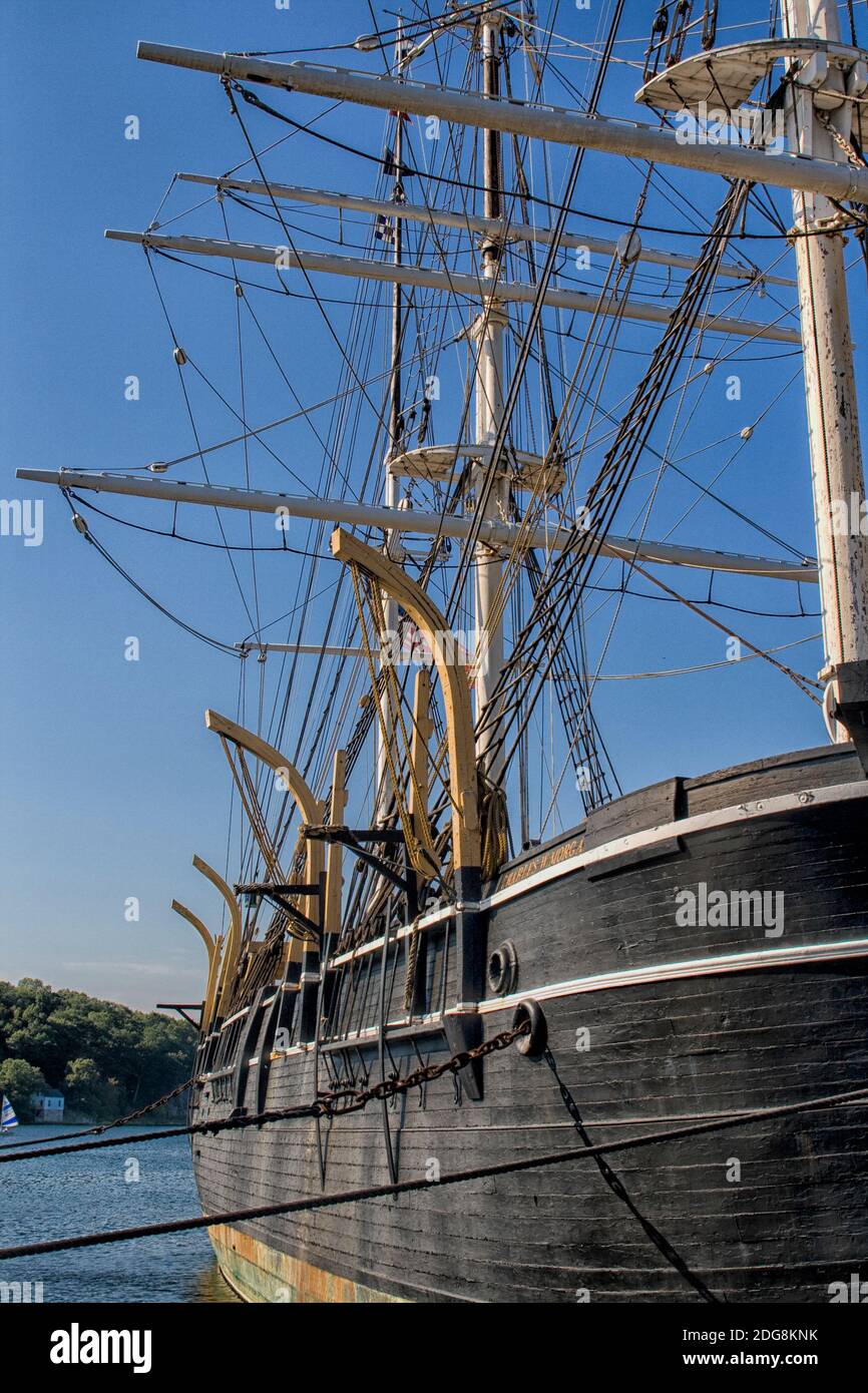 Beautiful old sailing ship in close up Stock Photo - Alamy