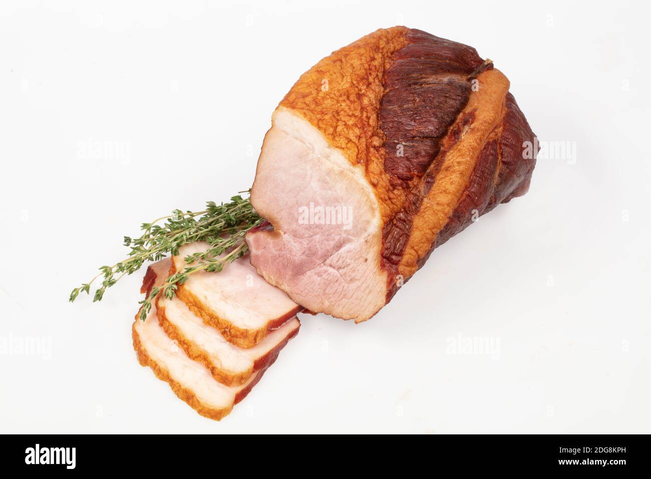 Ham with greenery on an isolated studio background Stock Photo - Alamy