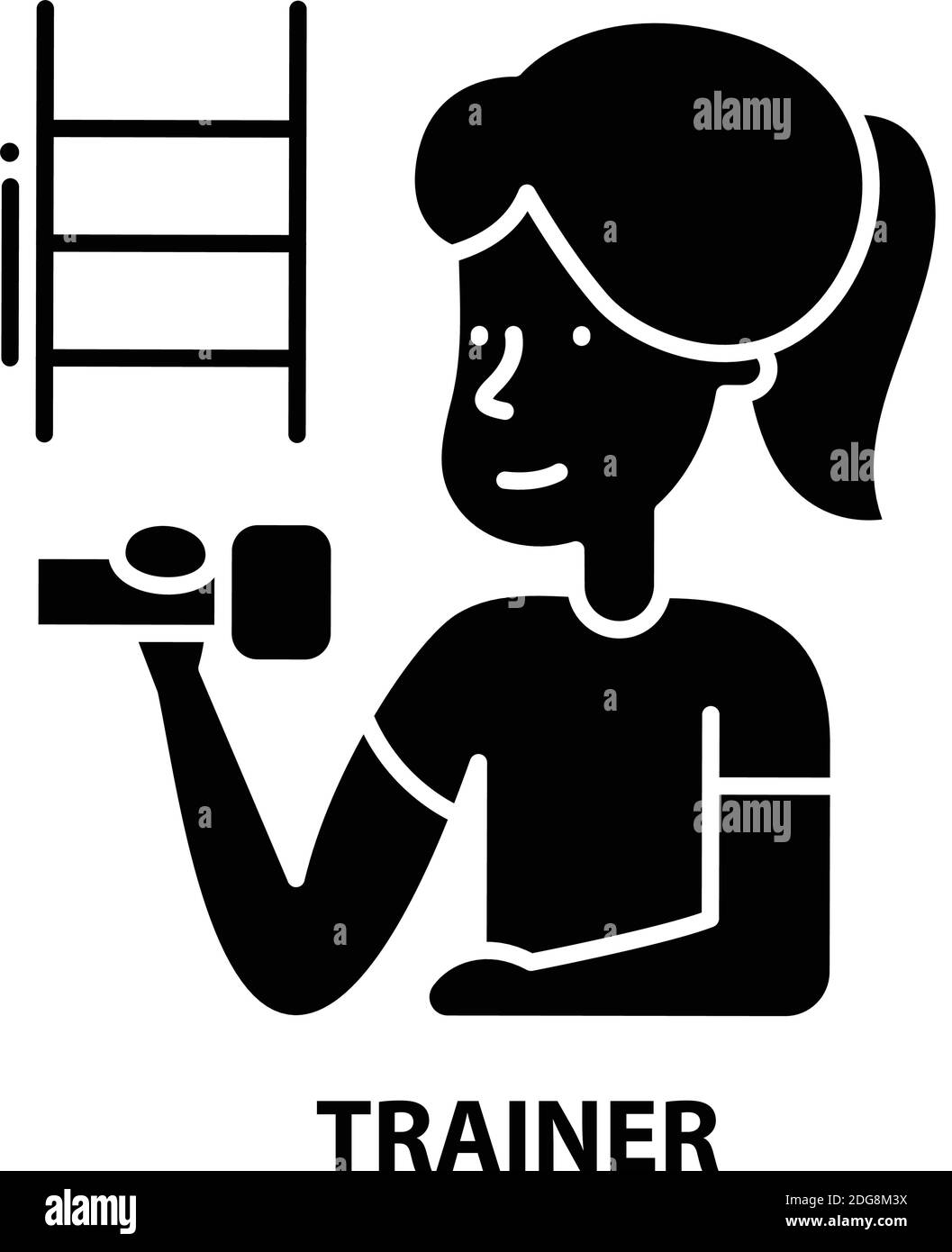 trainer icon, black vector sign with editable strokes, concept ...