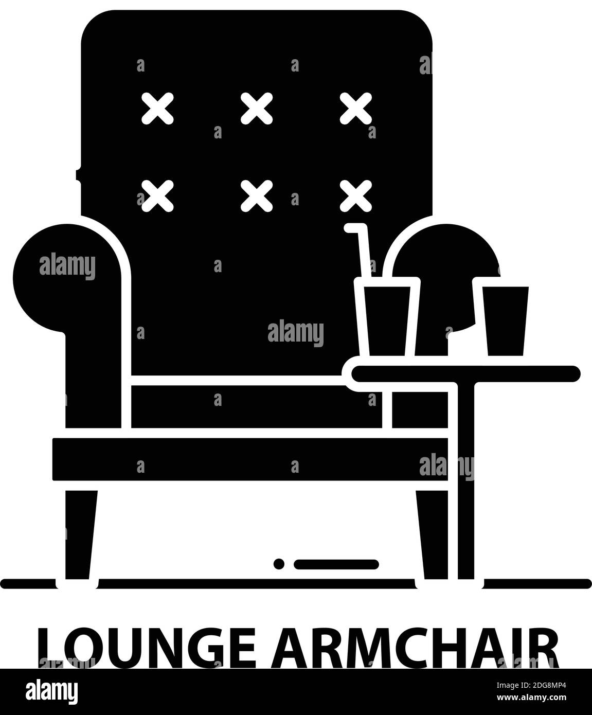 lounge armchair icon, black vector sign with editable strokes, concept ...