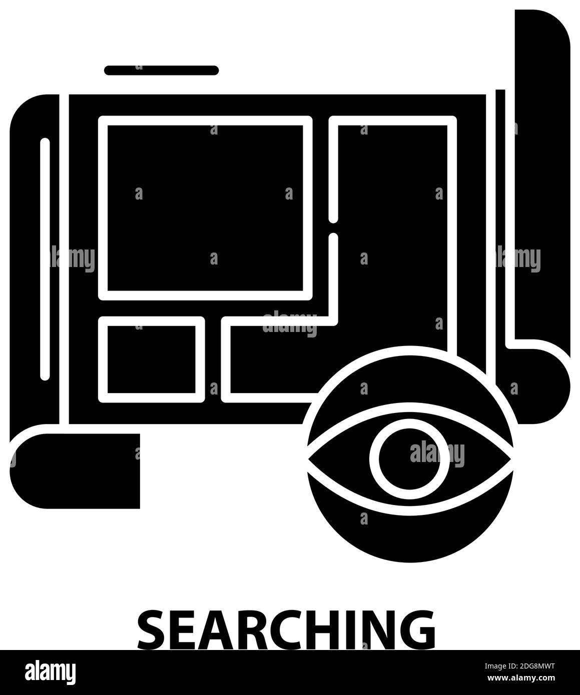 searching symbol icon, black vector sign with editable strokes, concept ...