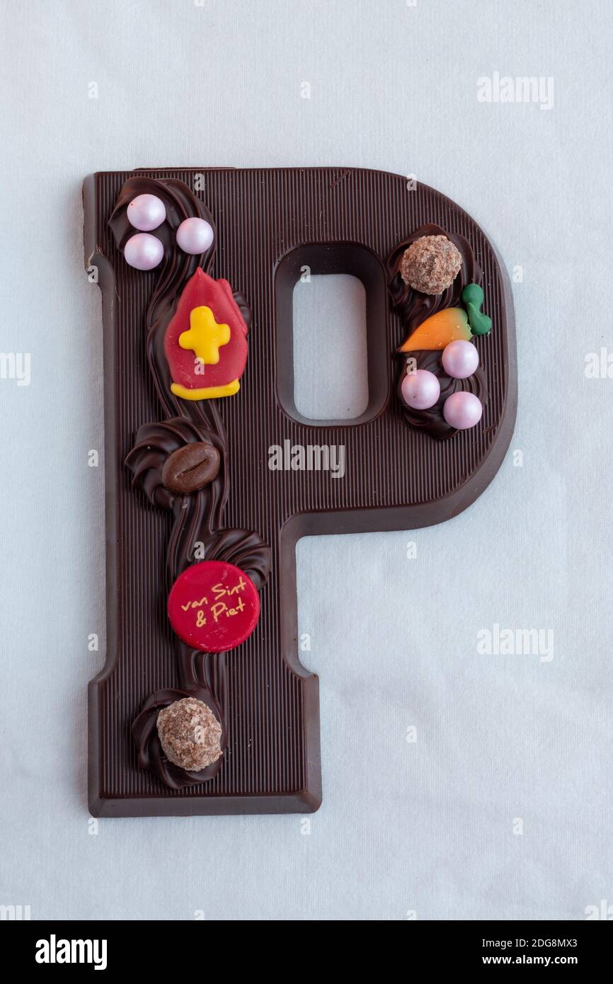 Chocolate letter P, celebrations from sinterklaas "Sint and Piet ...