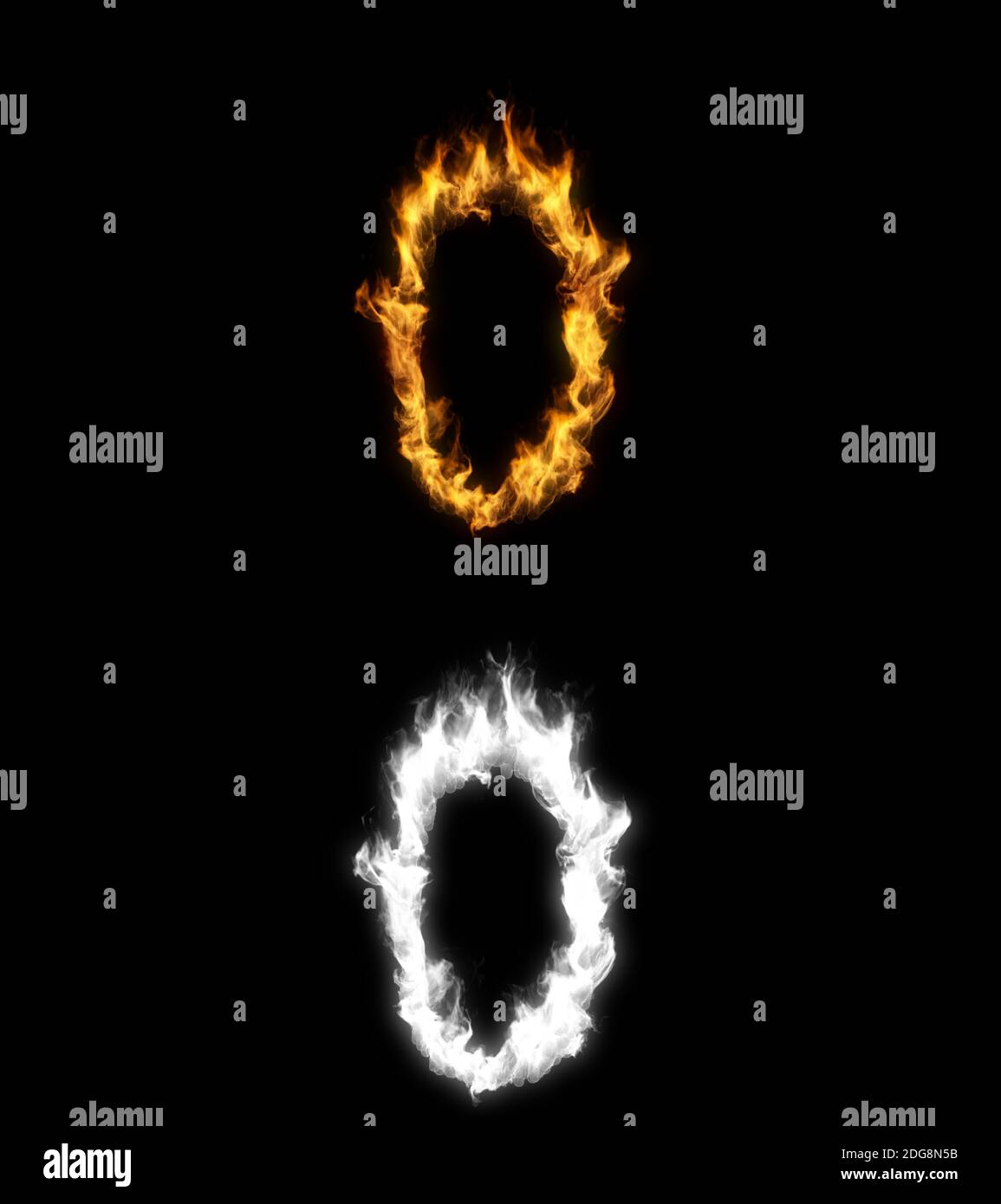3D illustration of the number zero on fire with alpha layer Stock Photo ...